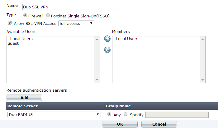 Two-Factor Authentication for Fortinet FortiGate SSL VPN clients.: Duo ...